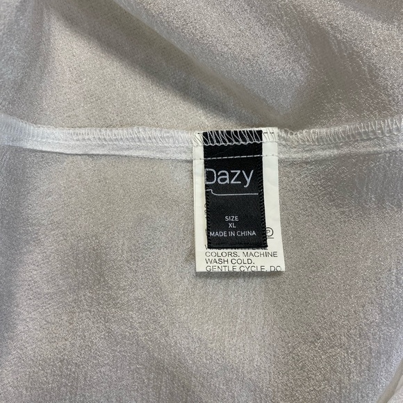 SHEIN | Tops | Dazy Off White Sheer Frontback Tie Waist Blouse Size Xl | Poshmark